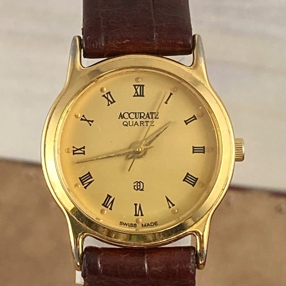 Vintage Swiss Made Accurate 18k Gold Plated Watch - Gem